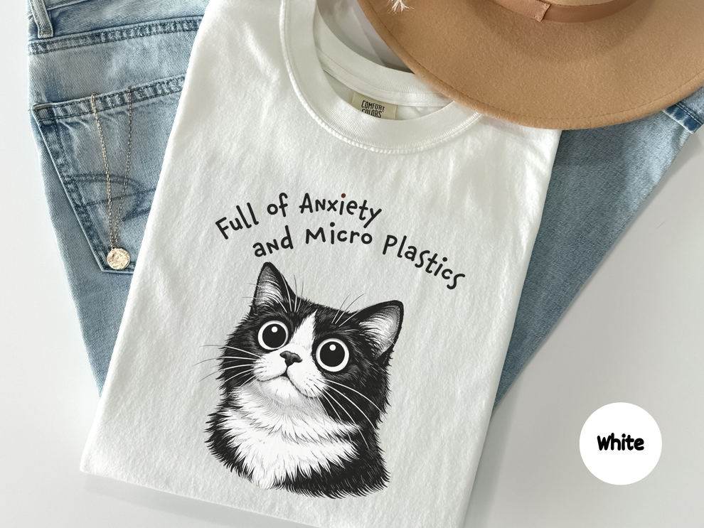 Anxiety Cat T Shirt Funny Black White Tuxedo Cat – Silly Street